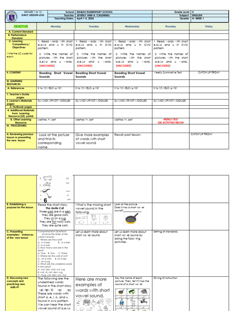 2024-Q4-WEEK1-dll-ENGLISH | PDF | Educational Assessment | Behavior Modification