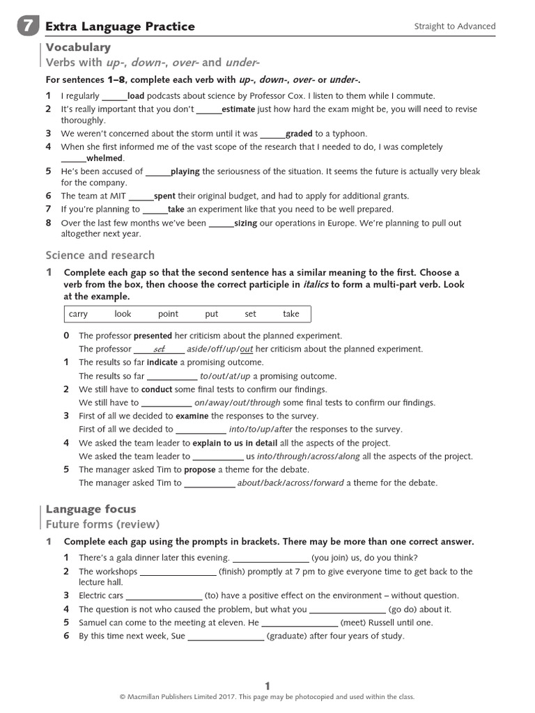 StA_Extra_Language_Practice_Worksheet_Unit_7 | PDF | Natural Environment | Verb
