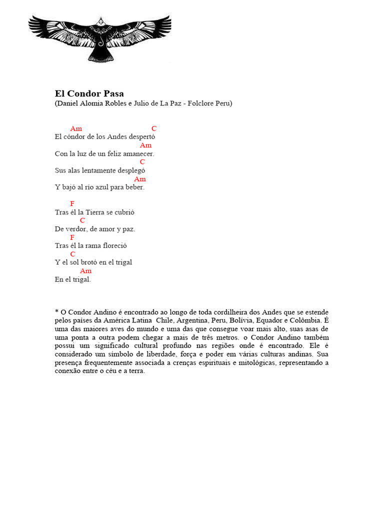 El Condor Pasa - Cifra | PDF