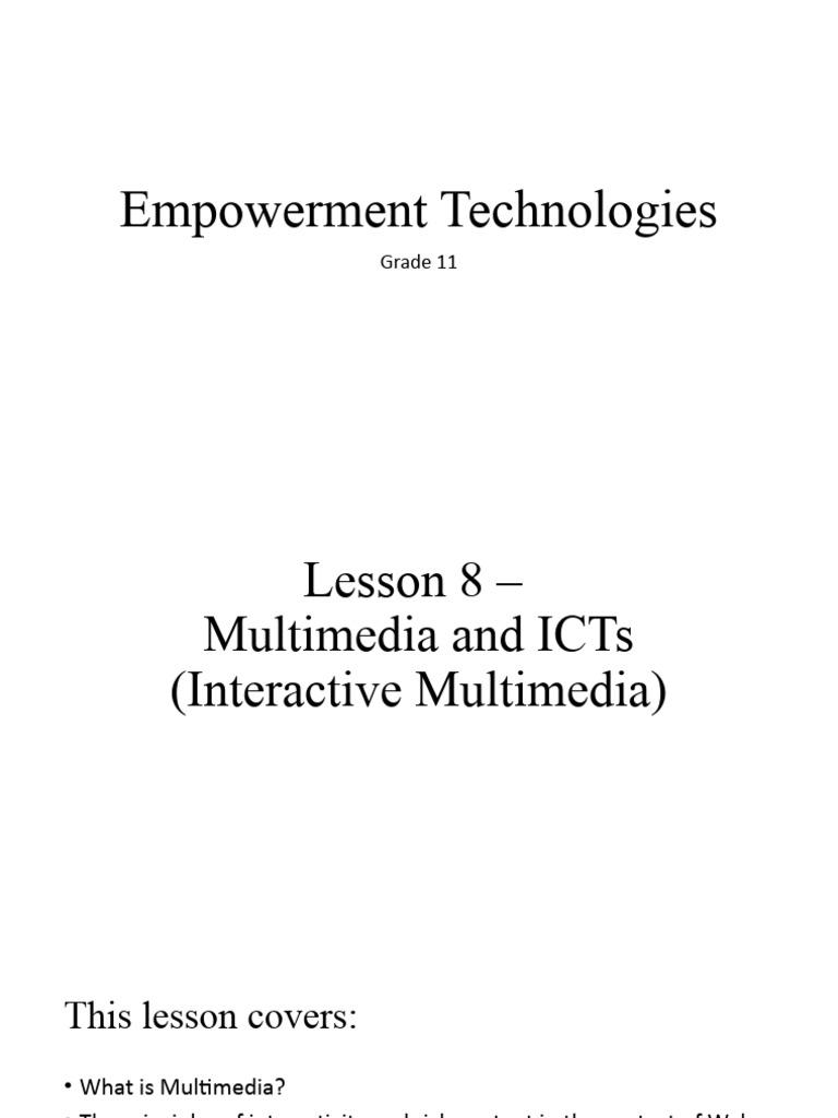 Lesson 8 Multimedia and ICTs | PDF | Multimedia | Interactive Media