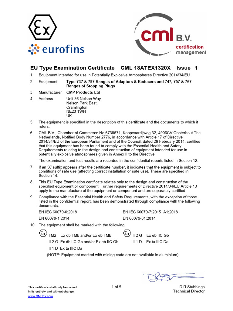 ATEX Certificate CML 737 797 | PDF