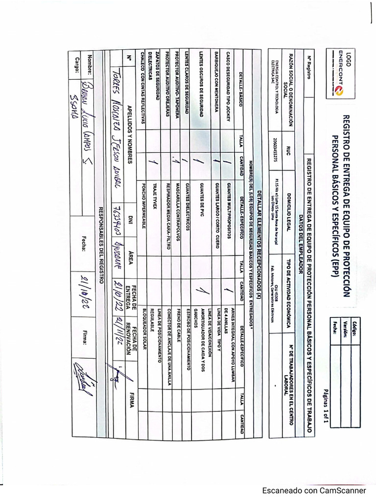 Registo de Epps - Torres Moscaiza Jerson Anibal | PDF