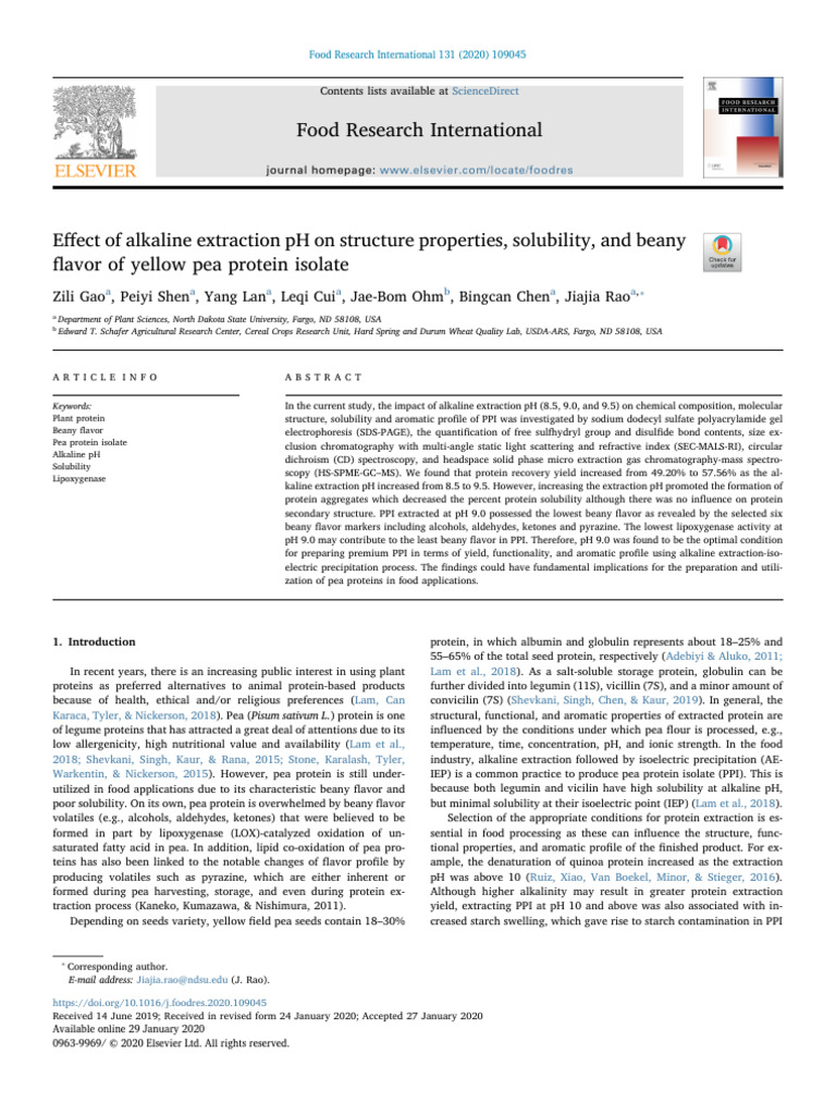 Effect of Alkaline Extraction PH On Structure Properties Solubility and ...