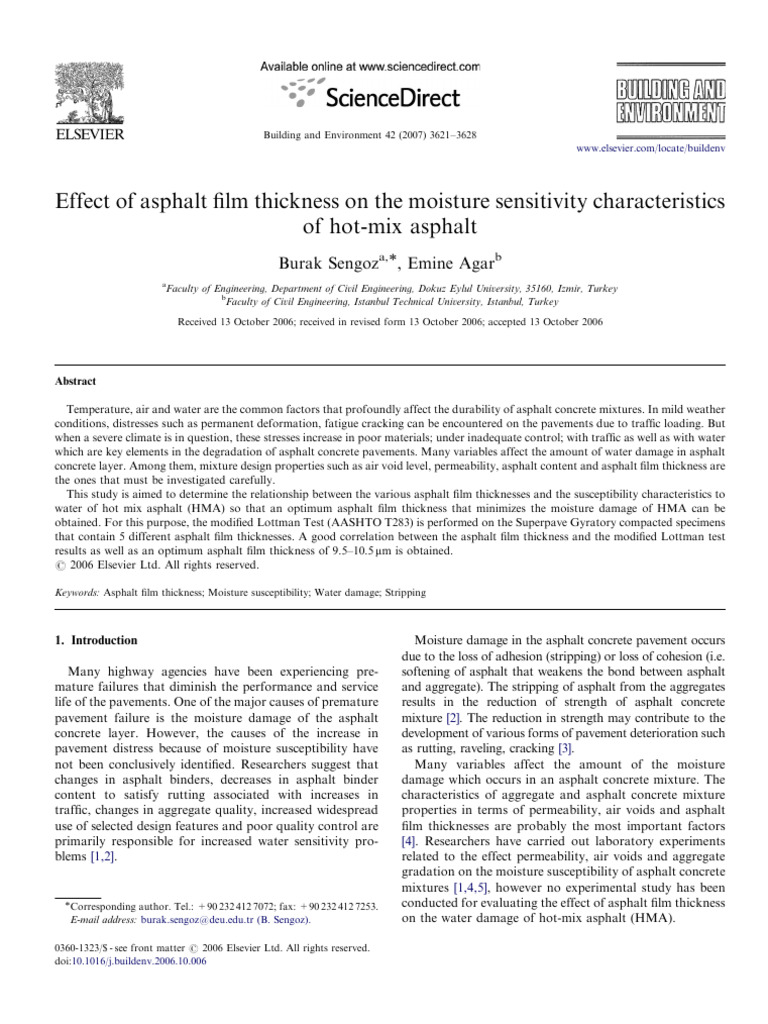 Effect of Asphalt Film Thickness On The Moisture Sensitivity ...
