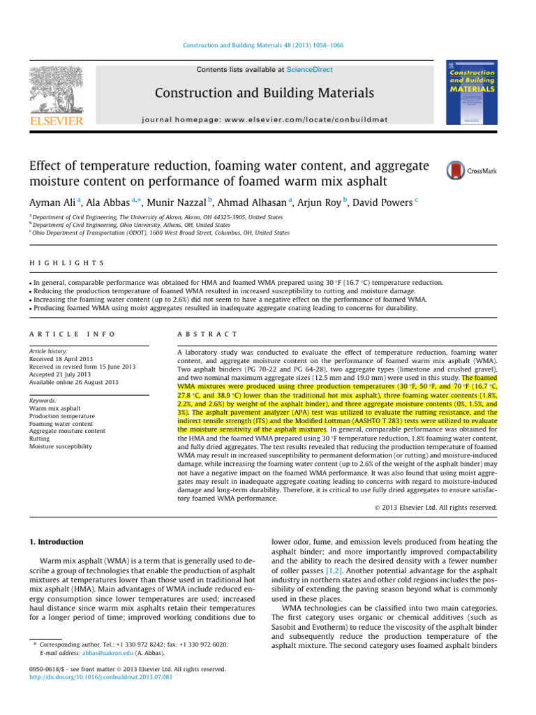Impact of Aggregate Moisture on WMA Performance | PDF | Materials ...