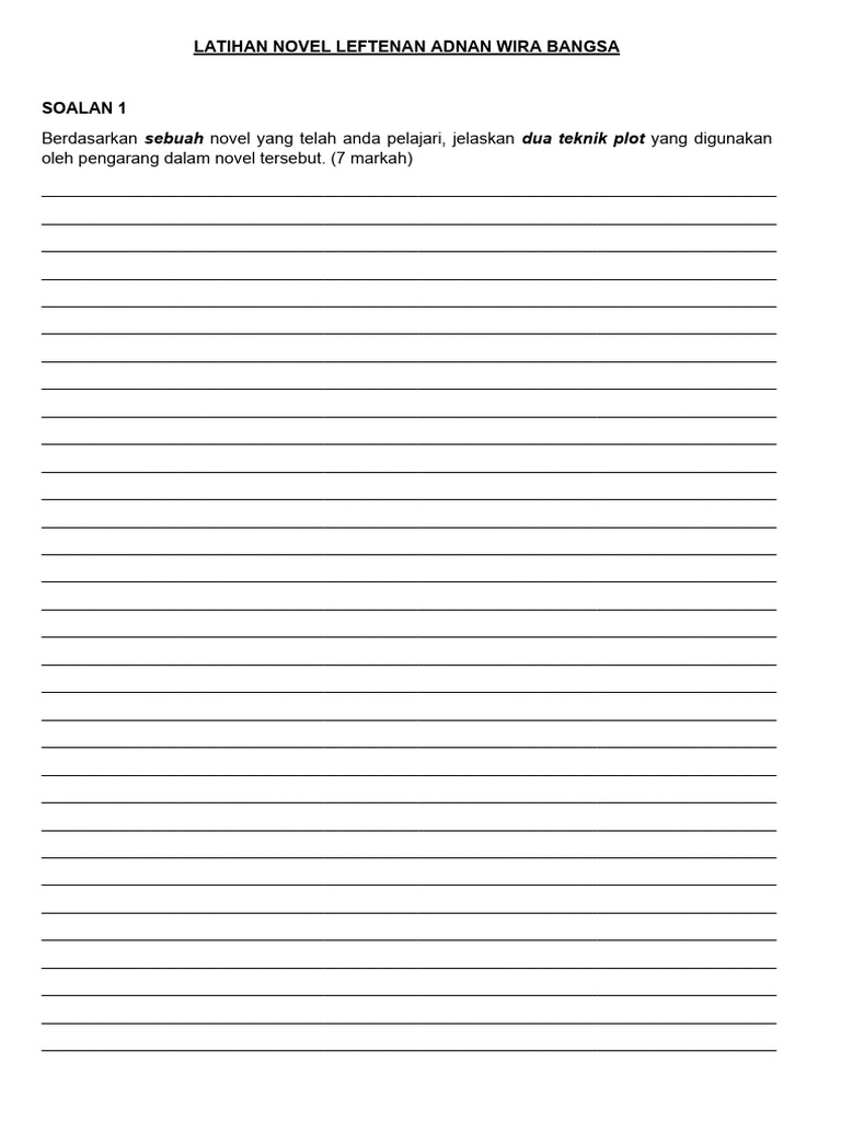 Latihan Novel Leftenan Adnan Wira Bangsa | PDF