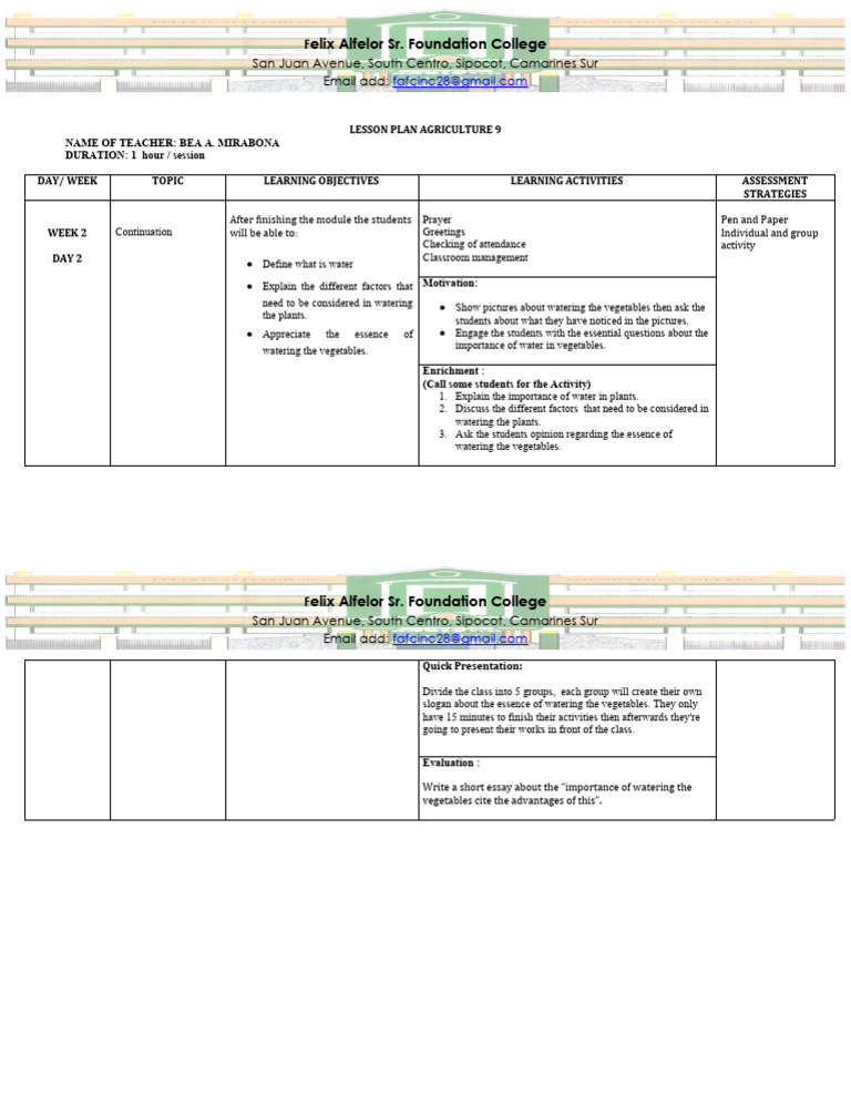 Tle 9 Lp Pdf Teaching Pedagogy