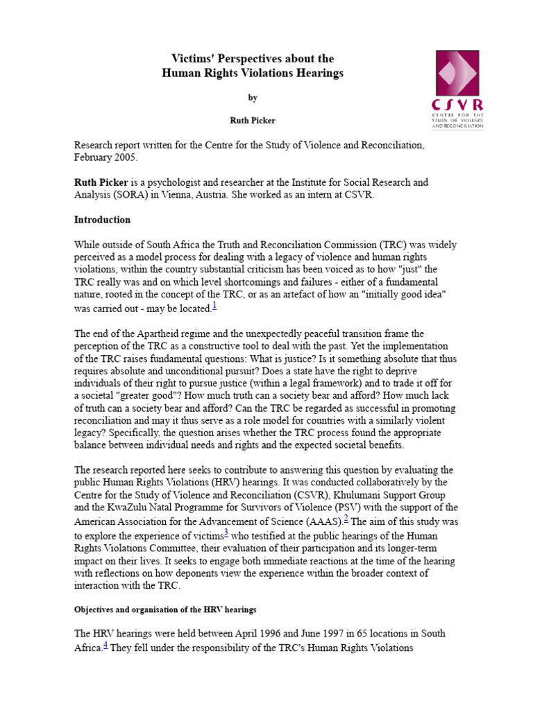 Victims' Perspectives About The Human Rights Violations Hearings | PDF