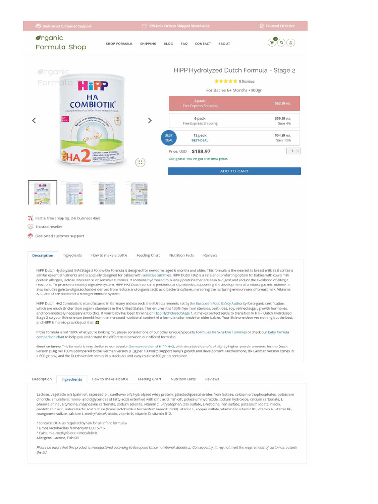 Informacion HiPP Dutch Stage 2 Combiotic | PDF