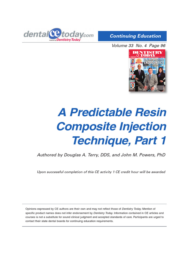 A Predictable Resin Composite Injection Technique, Part 1 | PDF ...