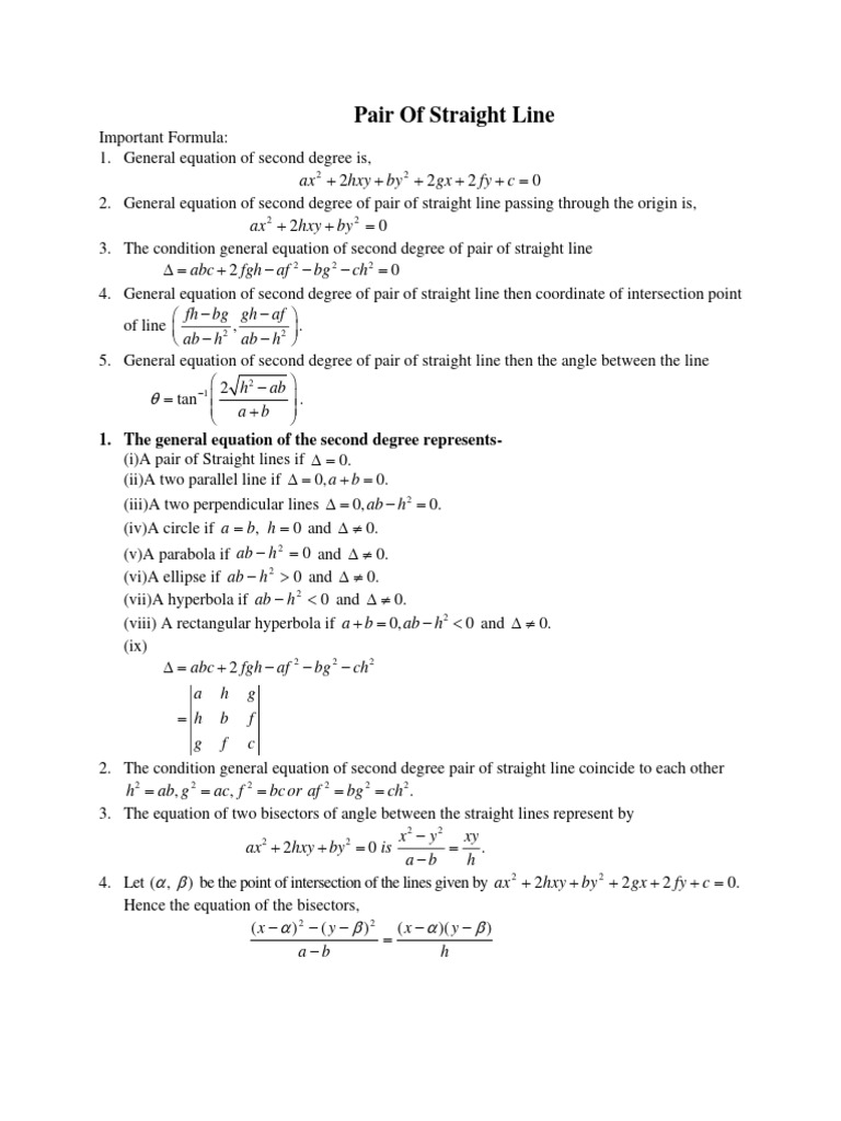 Pair Of Straight Line | PDF | Line (Geometry) | Euclid