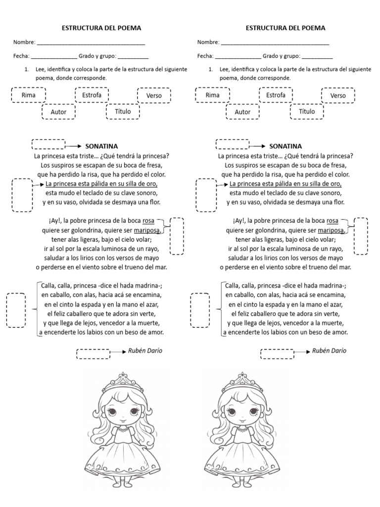 Estructura del poema "Sonatina" | PDF
