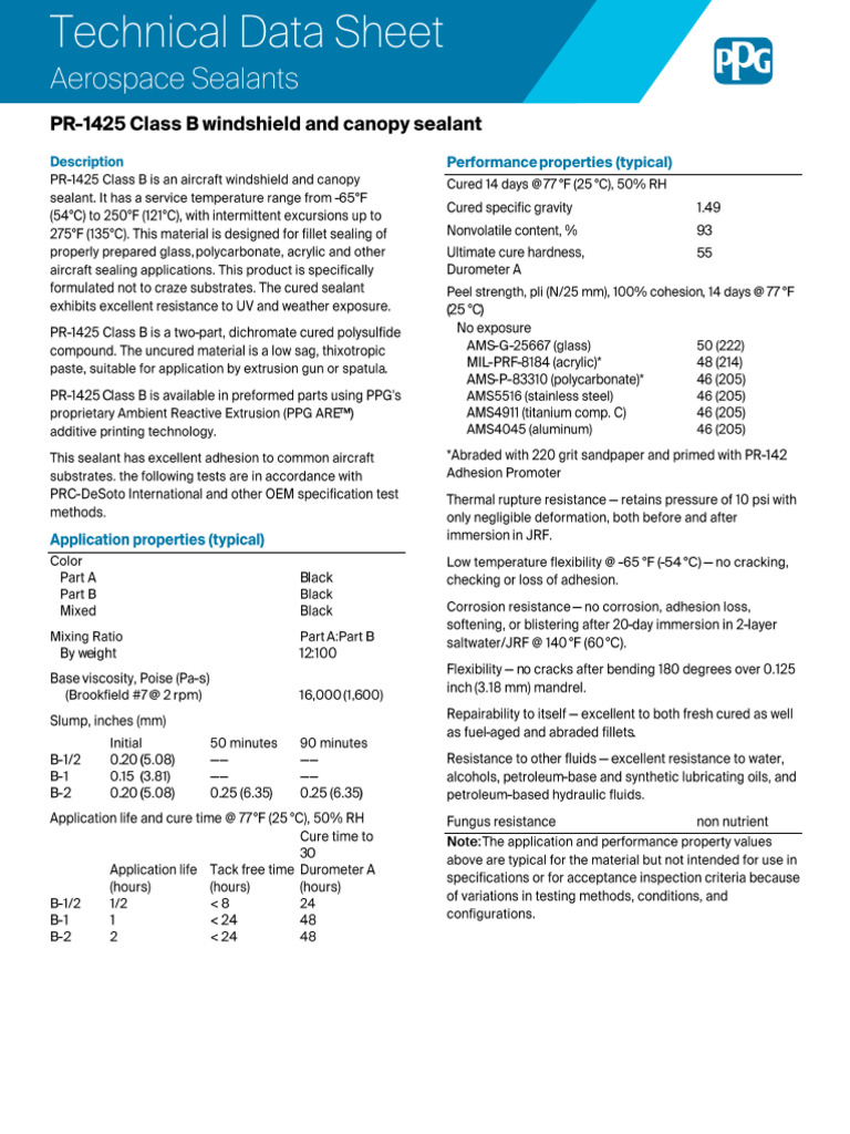 PR 1425 Class B Tds | PDF