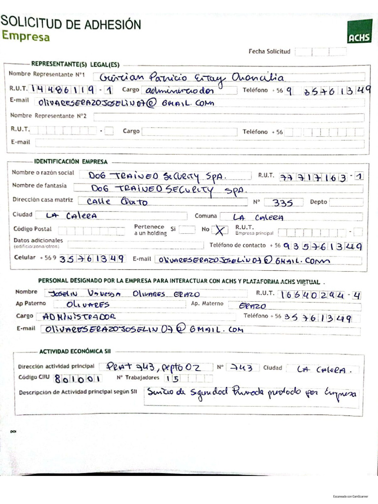 Formulario Adhesion Achs | PDF