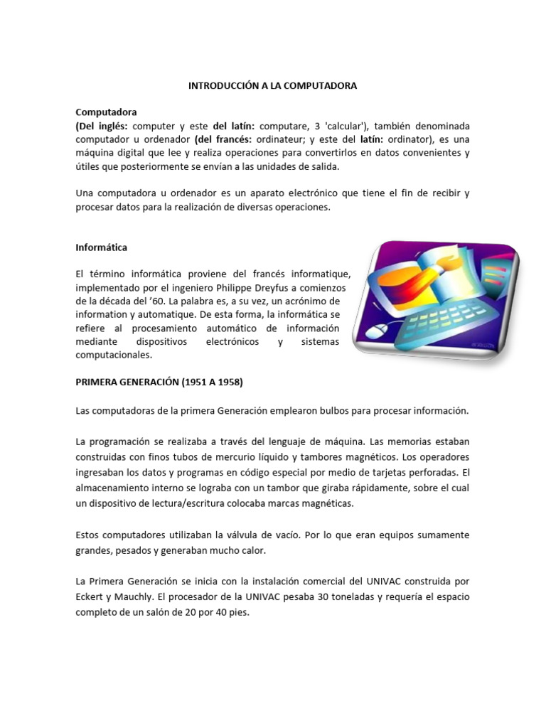 Introducción a la Computadora | PDF | Circuito integrado | Computadoras ...