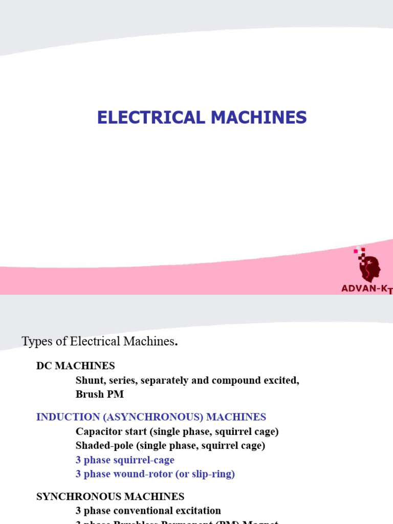 Types and Principles of Electrical Machines | PDF | Electric Motor ...