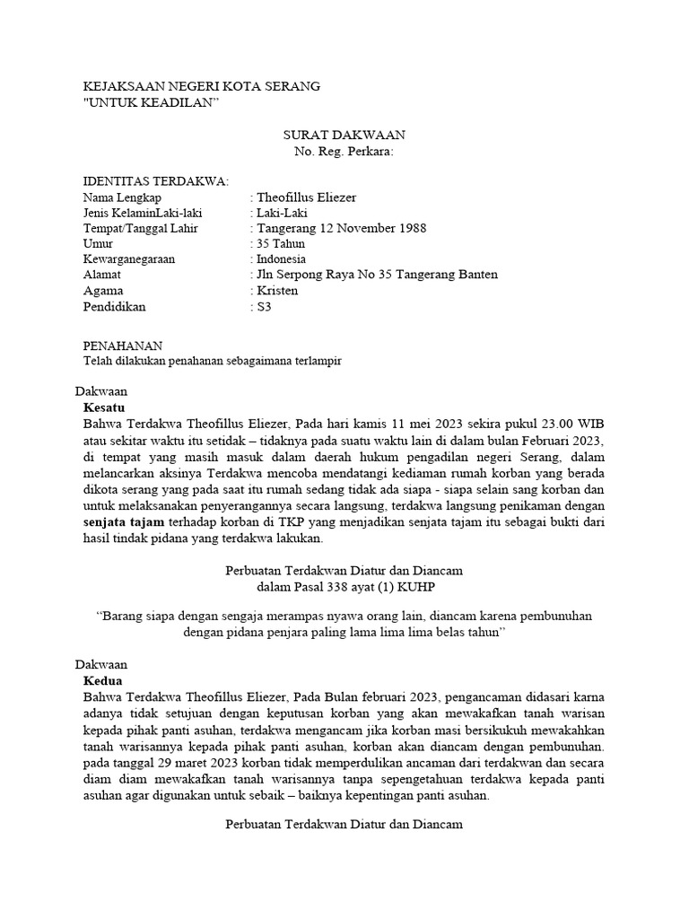 Surat Dakwaan Kumulatif | PDF Surat Dakwaan Kumulatif | PDF