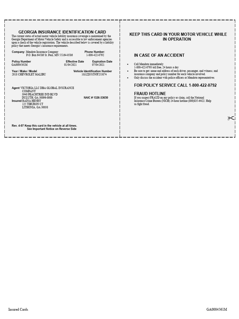 Insurance Card 1 | PDF | Insurance | Transport