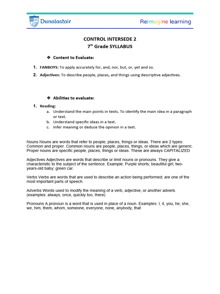 7th Grade Language Arts Syllabus | PDF