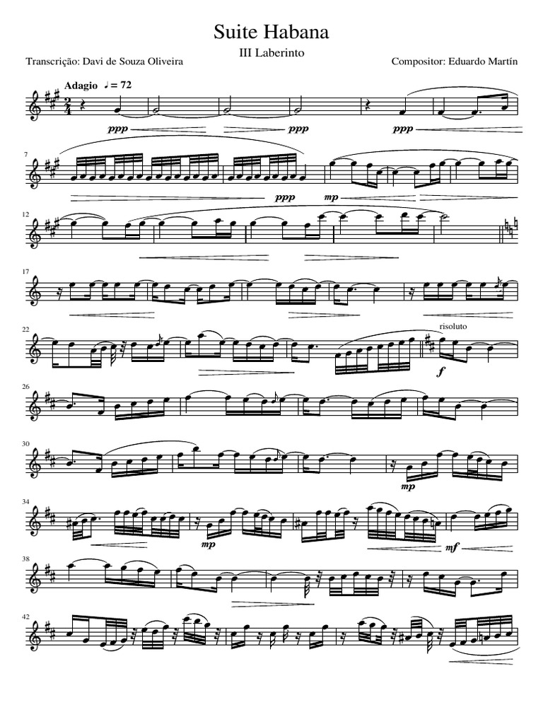 Music Sheet for Suite Habana | PDF