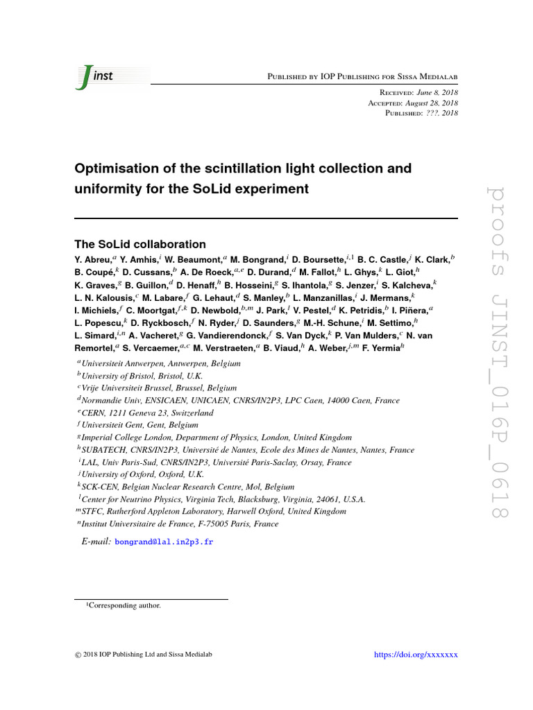 Optimisation of The Scintillation Light Collection and Uniformity For ...