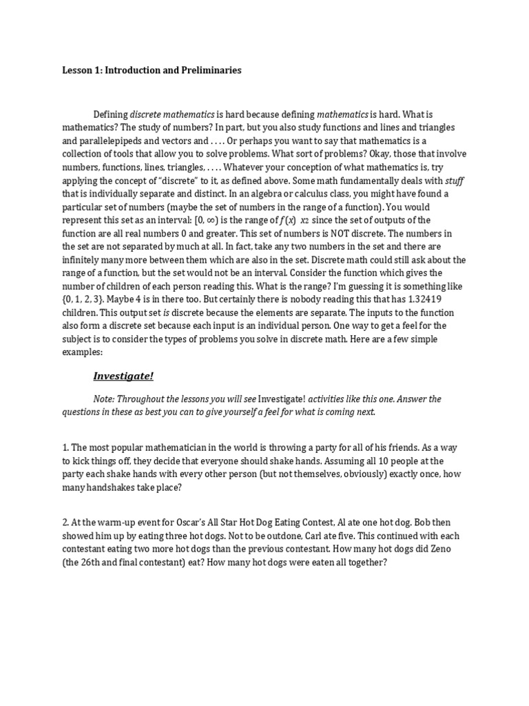 PEE - Lesson 1 | PDF | If And Only If | Discrete Mathematics