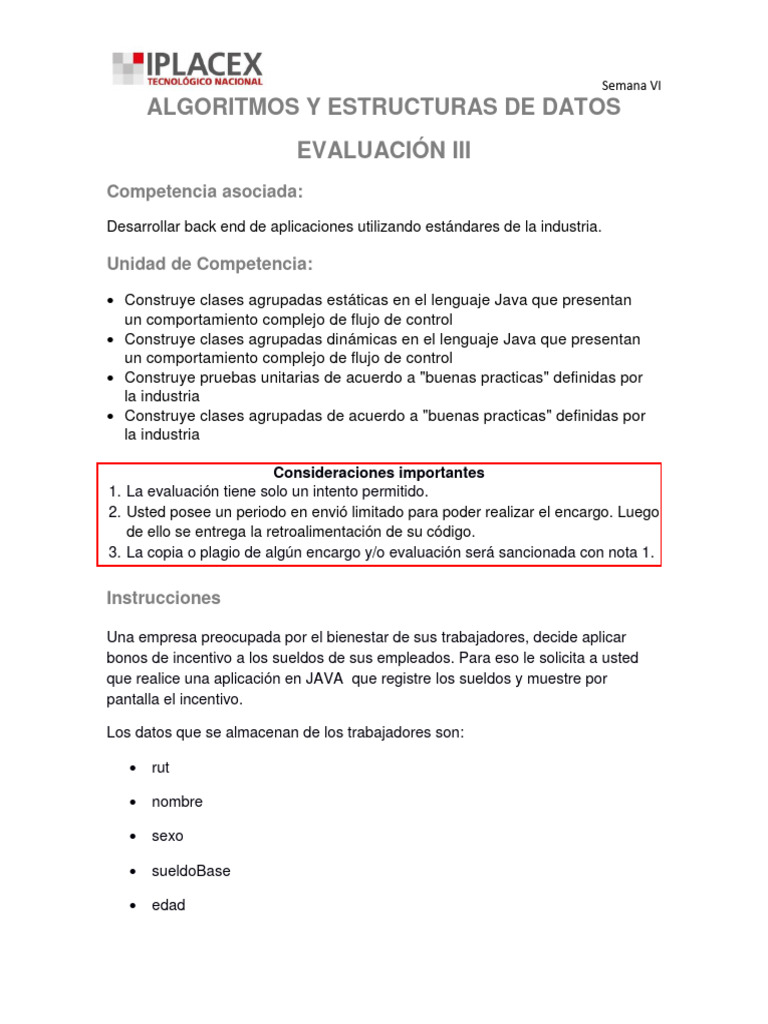 Eva 3 | PDF | Java (lenguaje de programación) | Evaluación