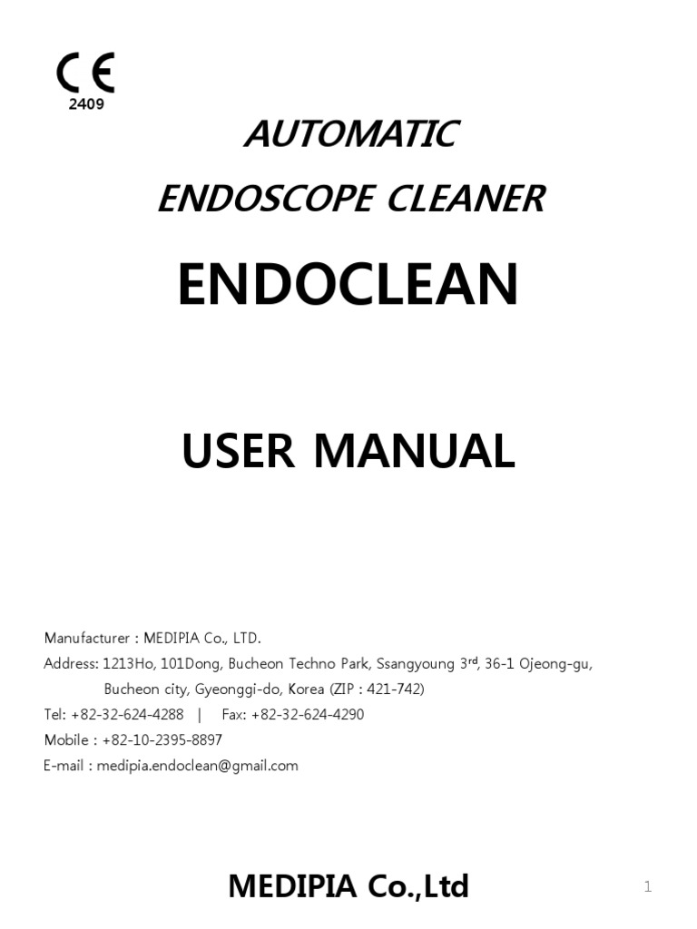 Medipia Endoscope Cleaner Manual | PDF | Ac Power Plugs And Sockets ...