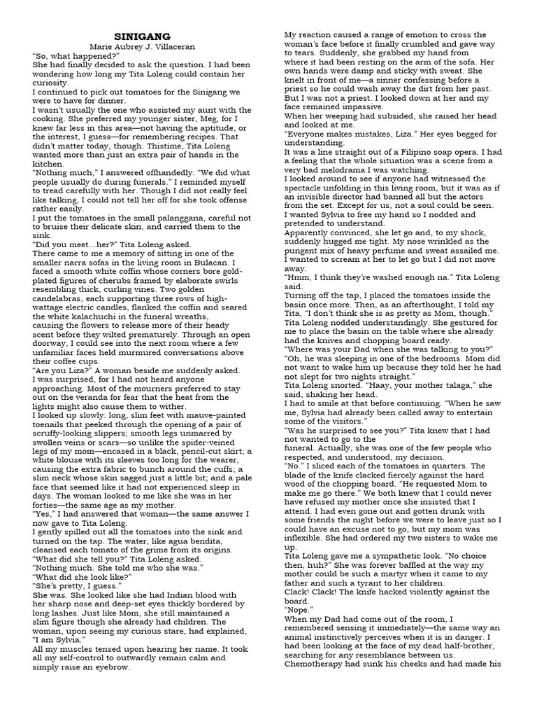Sinigang - Short Story | PDF