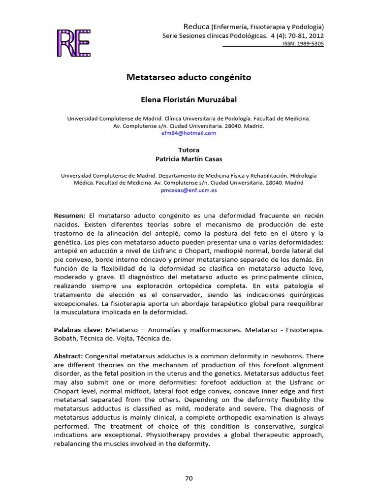 Metatarso Aducto Congénito: Diagnóstico y Tratamiento | PDF | Pie ...