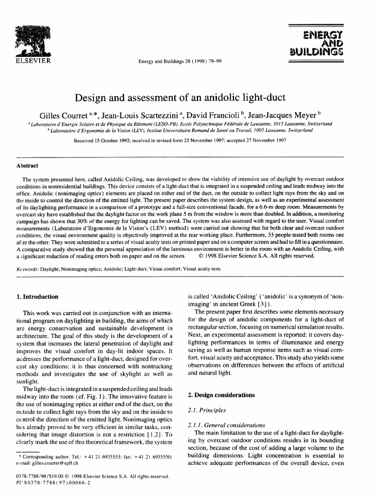 Design and Assessment of An Anidolic Light-Duct | PDF