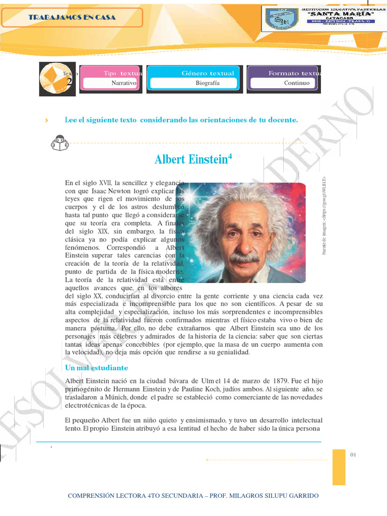 Comprension Lectora 4to Secundaria | PDF | Albert Einstein | Física