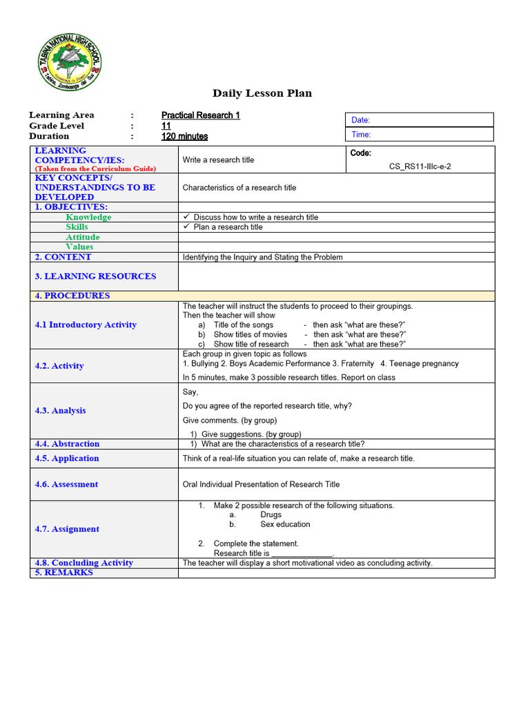 DLP PR1 - 2 | PDF | Learning | Teachers
