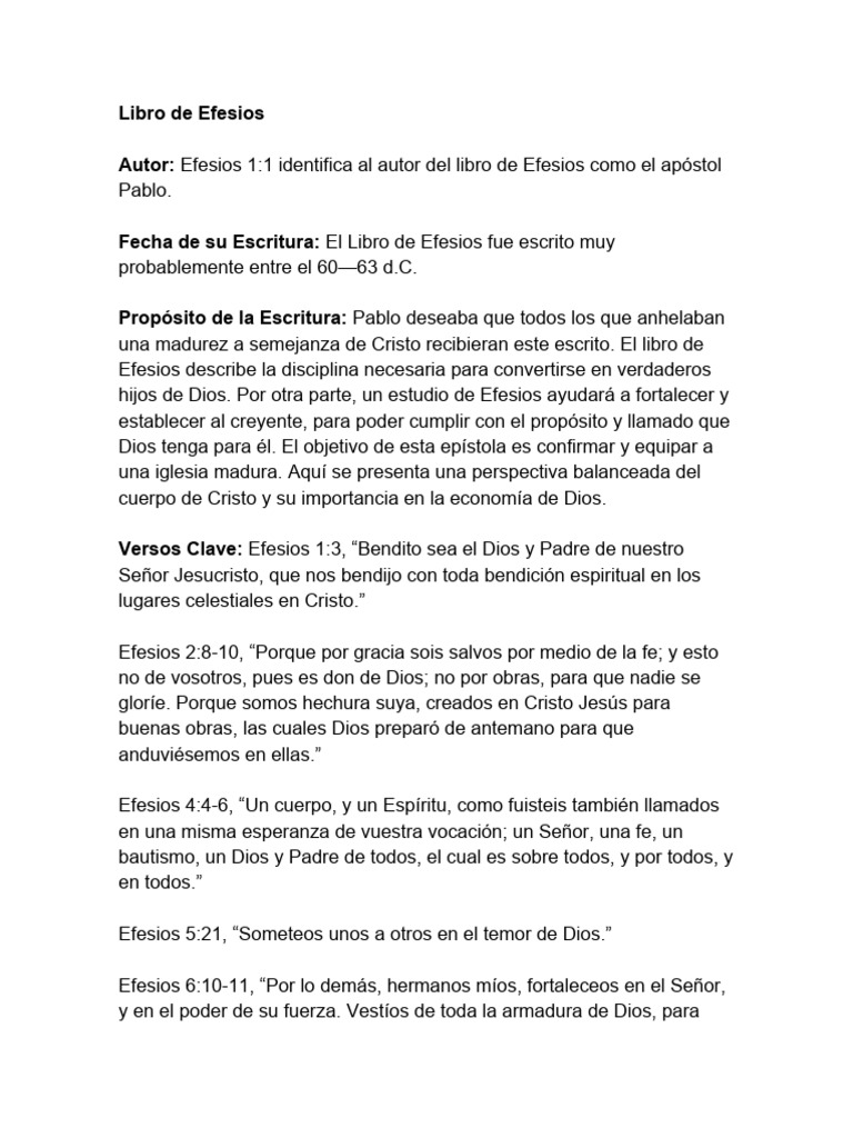 Libro de Efesios | PDF | Epístola a los efesios | Pablo el apóstol