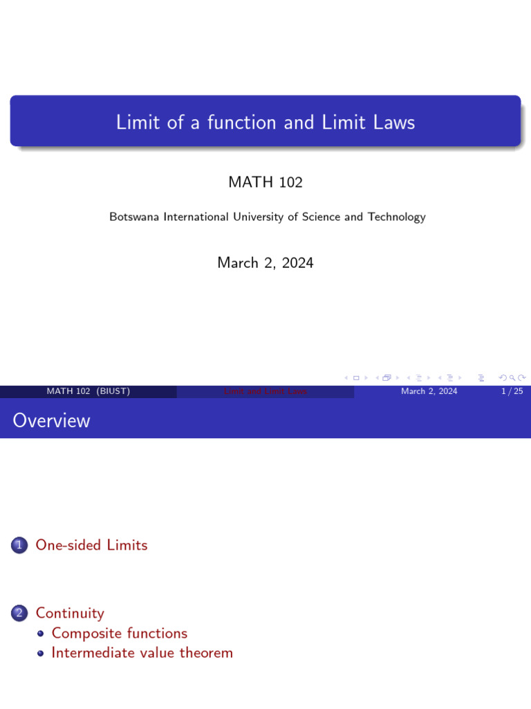 MATH 102 Lecture 5 Limits of Funtions | PDF | Mathematical Relations | Mathematical Concepts