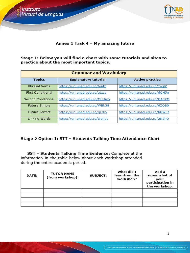 Annex 2 - Task 4 - My Amazing Future | PDF