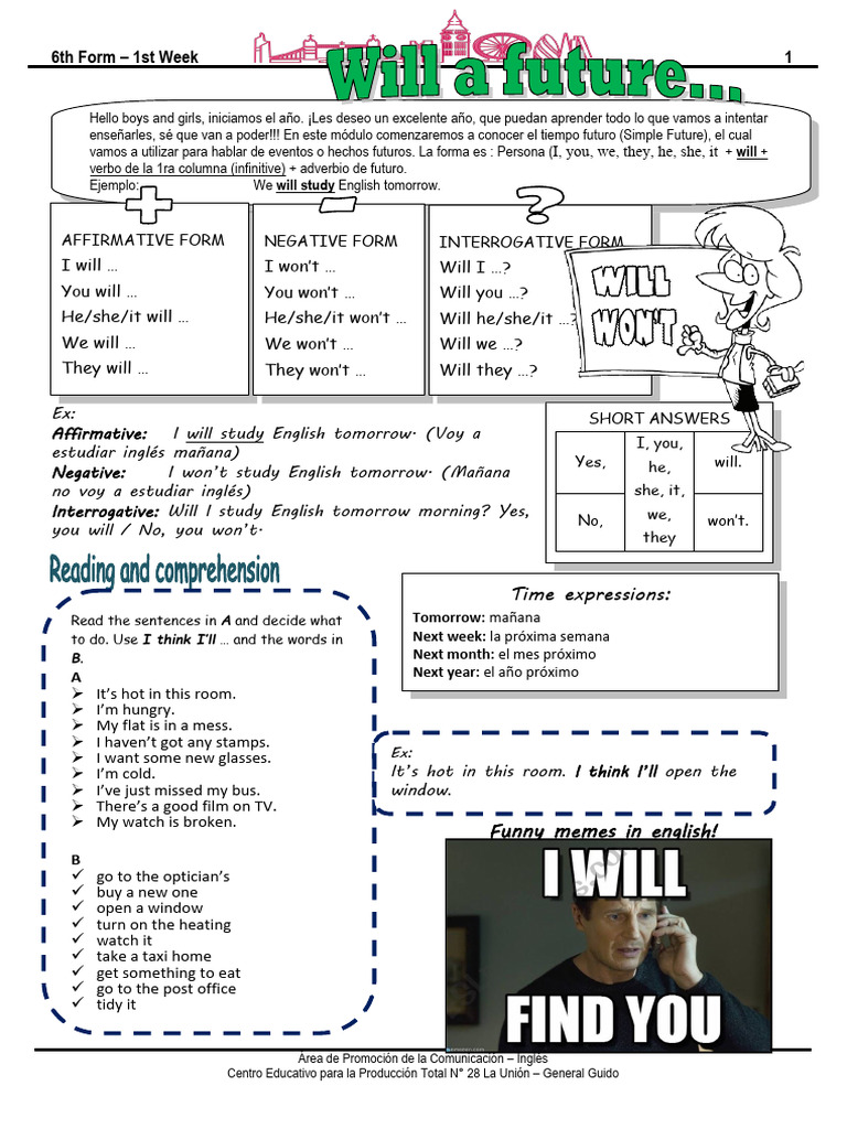 Sixth Form - 1st Week - Simple Future | PDF