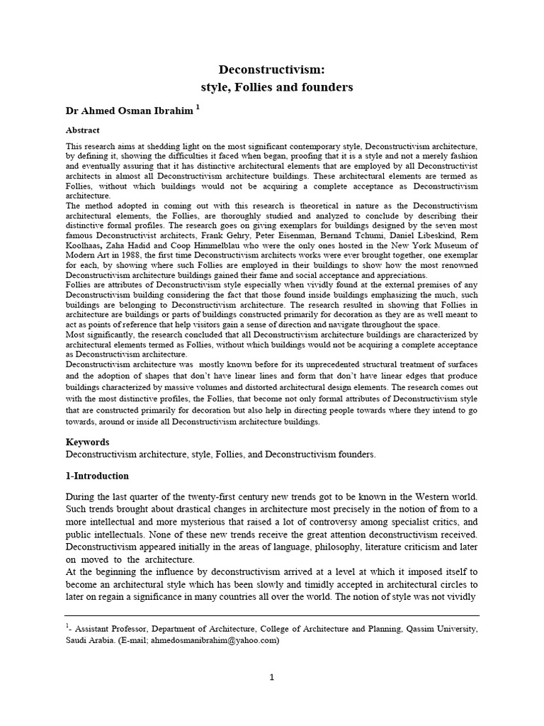 Deconstructivism Stylefolliesandfounders Pdf
