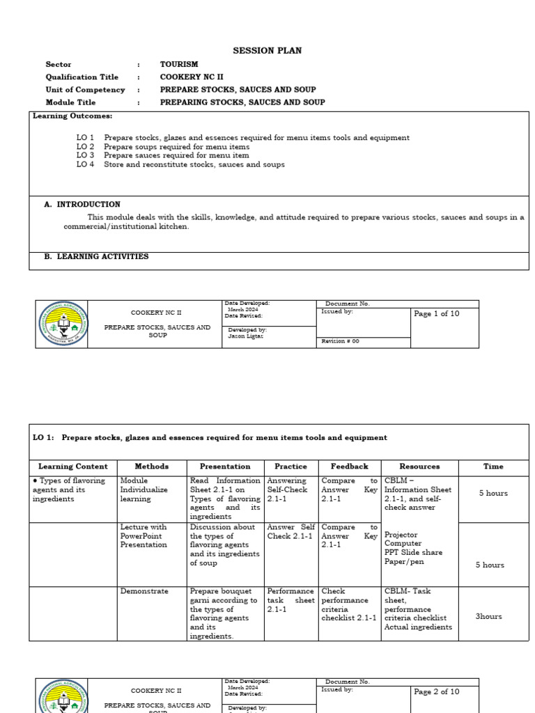 Session Plan FORM | PDF | Soup | Microsoft Power Point