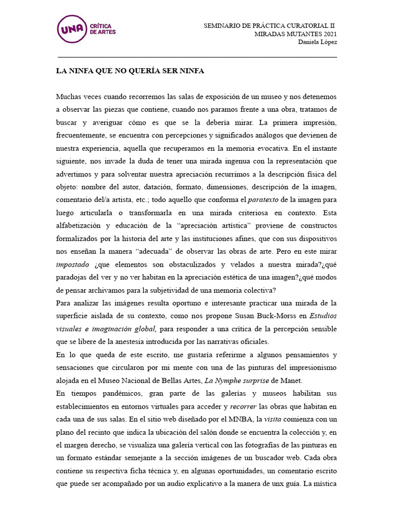 LA NINFA QUE NO QUERÍA SER NINFA - Daniela López - SdPCII2021 | PDF ...