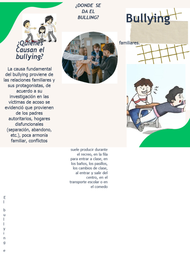 Tríptico Sobre El Bullying Acoso Escolar Creativo Morado y Amarillo ...