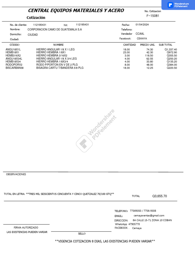 Cotiza-Corporación Camo-01-04-2024 | PDF