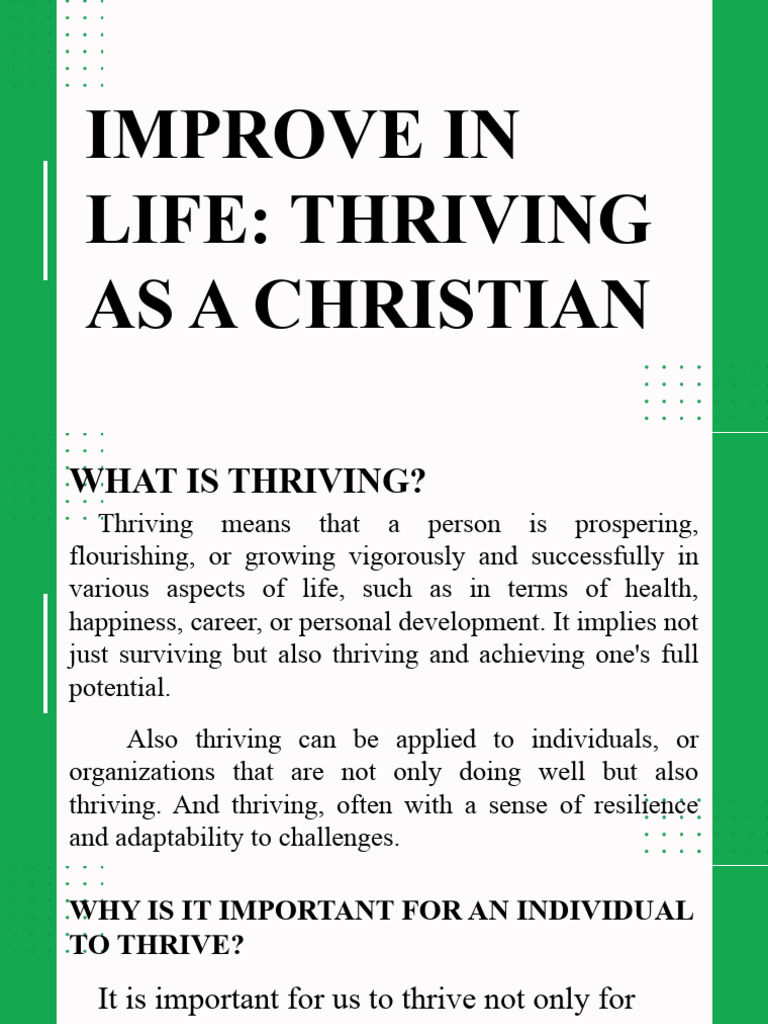 THRIVING AS A CHRISTIAN | PDF | Happiness | Psychological Resilience