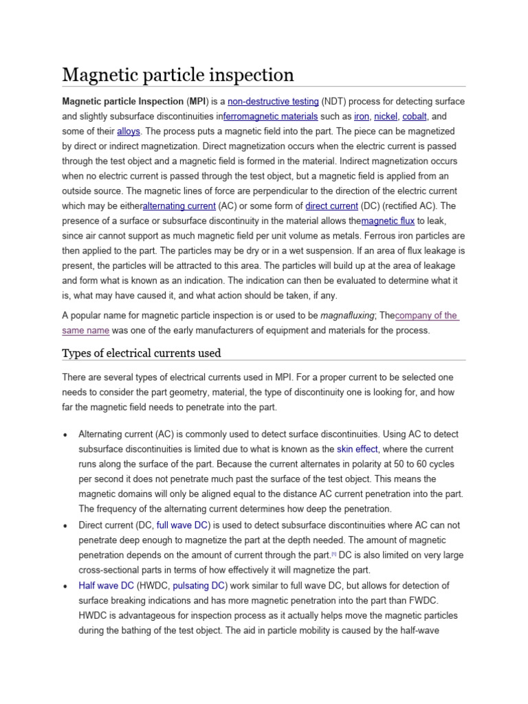 Magnetic Particle Inspection: Non-Destructive Testing Ferromagnetic ...