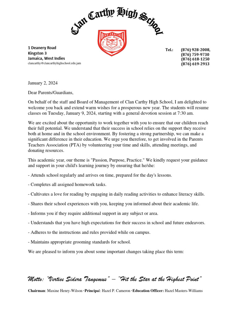 Letter To Parents Jan. 2024 | PDF | Pedagogy | Behavior Modification