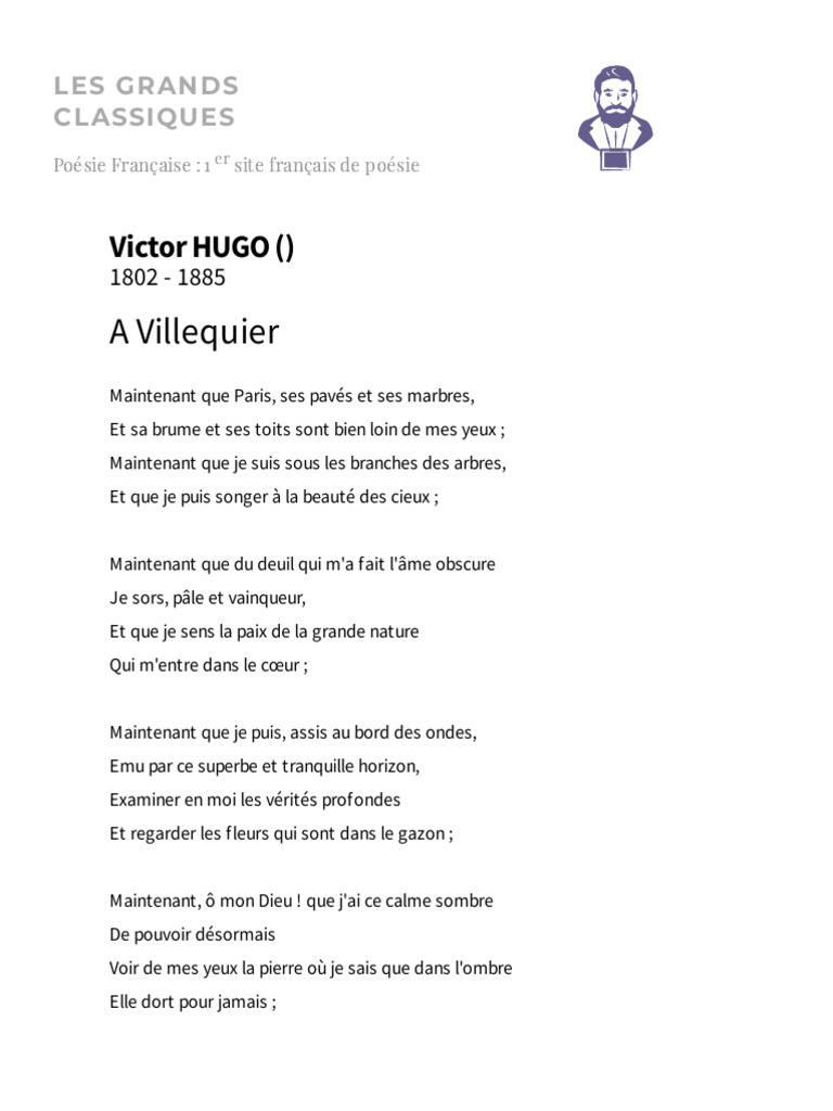 A Villequier - Victor HUGO - Vos Poèmes - Poésie Française - Tous Les ...
