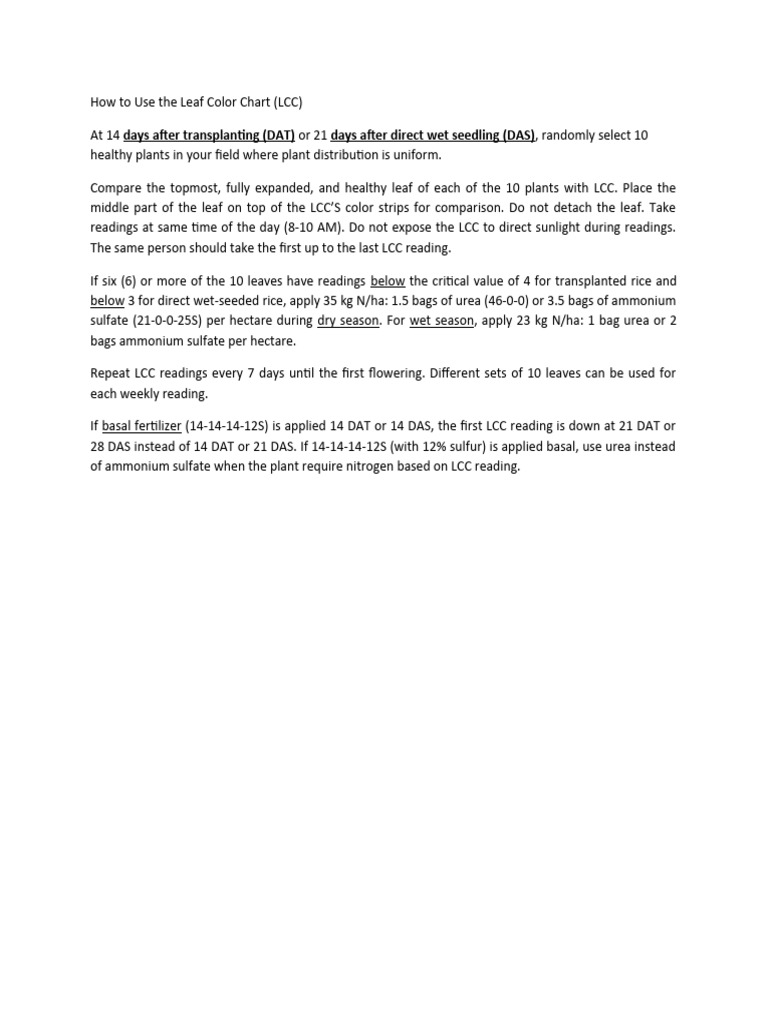 How To Use The Leaf Color Chart | PDF