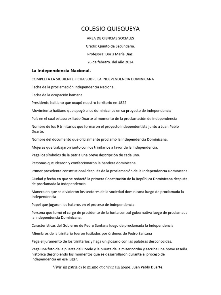 La Independencia Dominicana | PDF | Historia