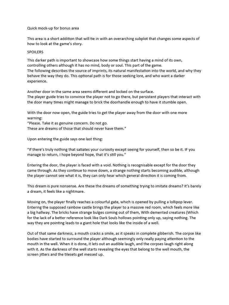 Bonus Well Presentiment Overarching Script | PDF | Games & Activities | Art