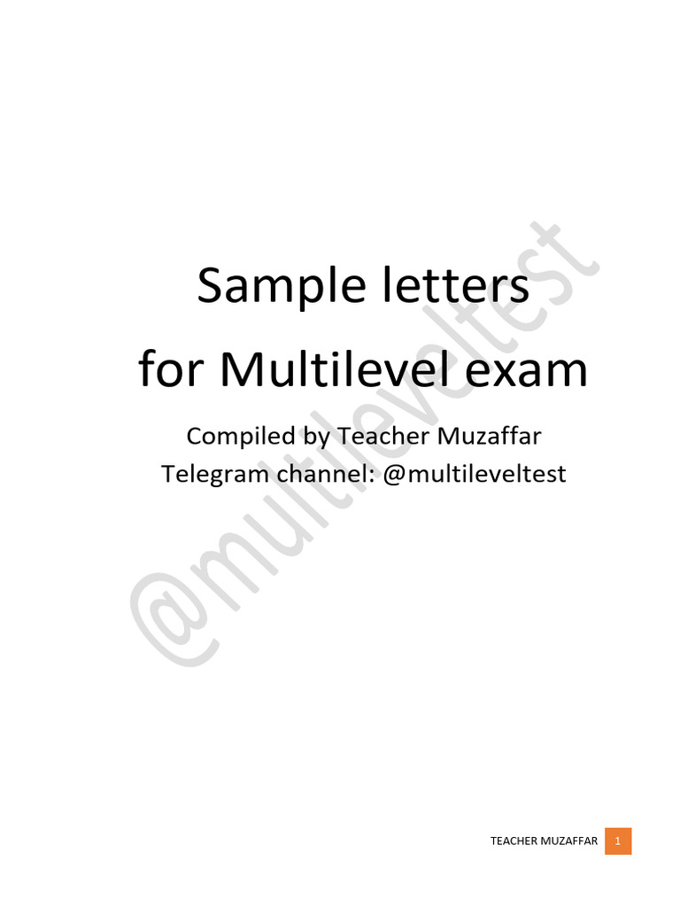 Sample letters for Multilevel exam | PDF